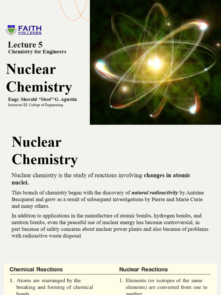 CHE-C4E Lecture 5 - Nuclear Chemistry | PDF | Radioactive Decay ...