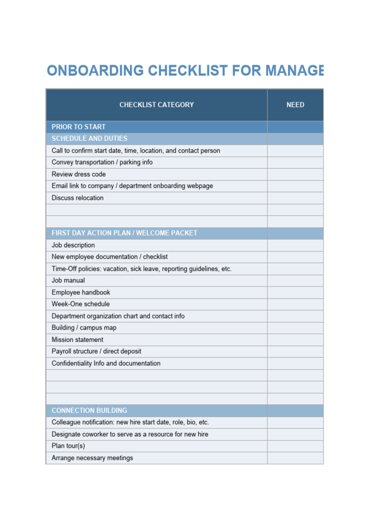 Form Onboarding-Checklist-For-Managers | Download Free PDF ...