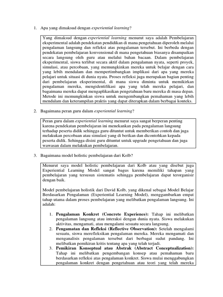 Lembar Kerja 3.2 Experiential Learning | PDF