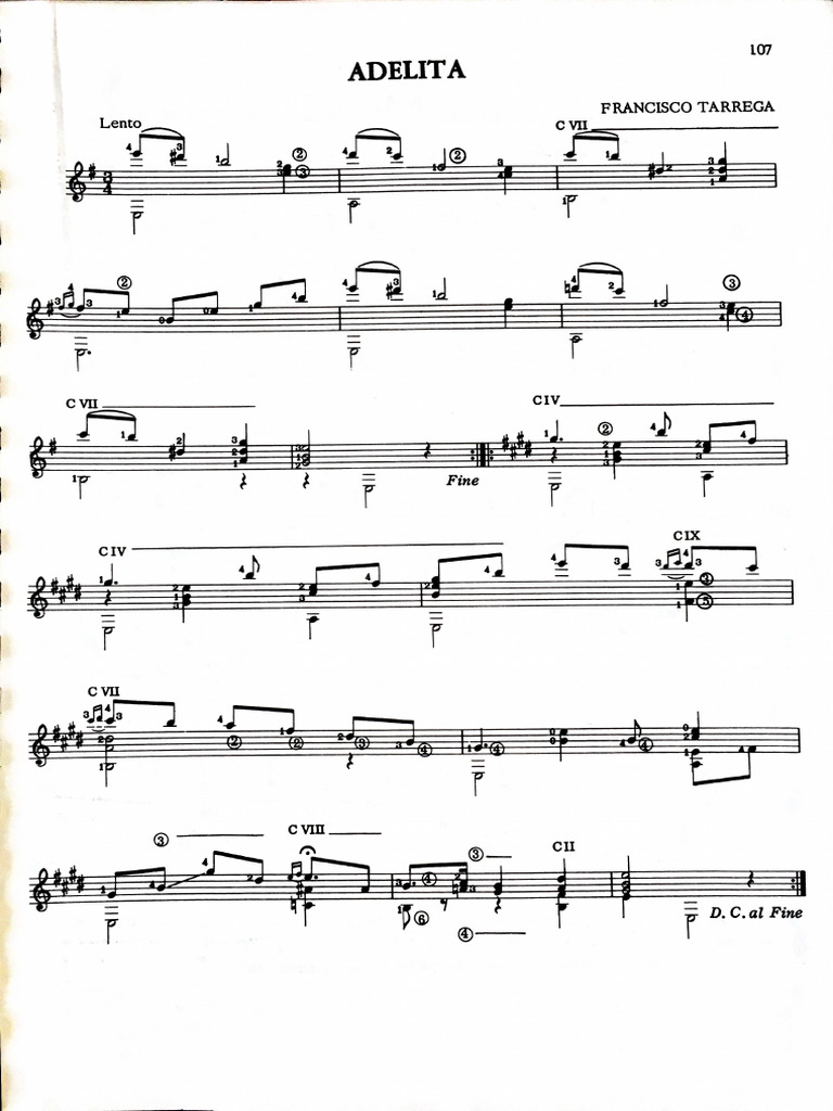 Francisco Tarrega - Adelita | PDF