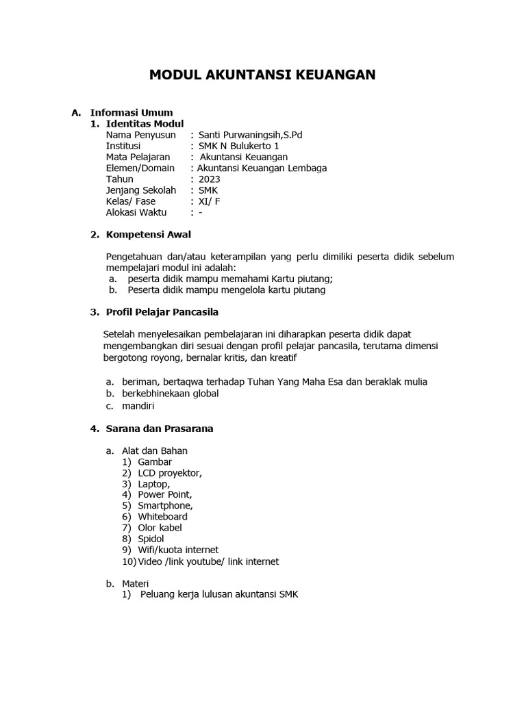 Modul Ajar Akuntansi Keuangan | PDF