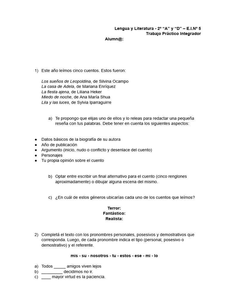 TP Integrador 2do | PDF | Lingüística