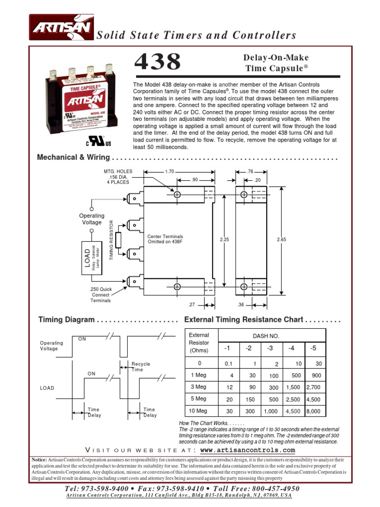 Artisan timer 438A Specs | Download Free PDF | Resistor | Voltage