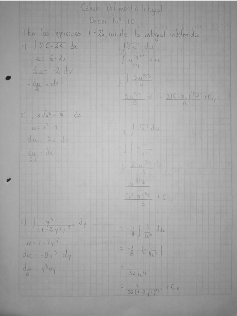 Deber N.10 - Integral Indefinida (Antiderivada) - Esteban - Singo - Sany | PDF