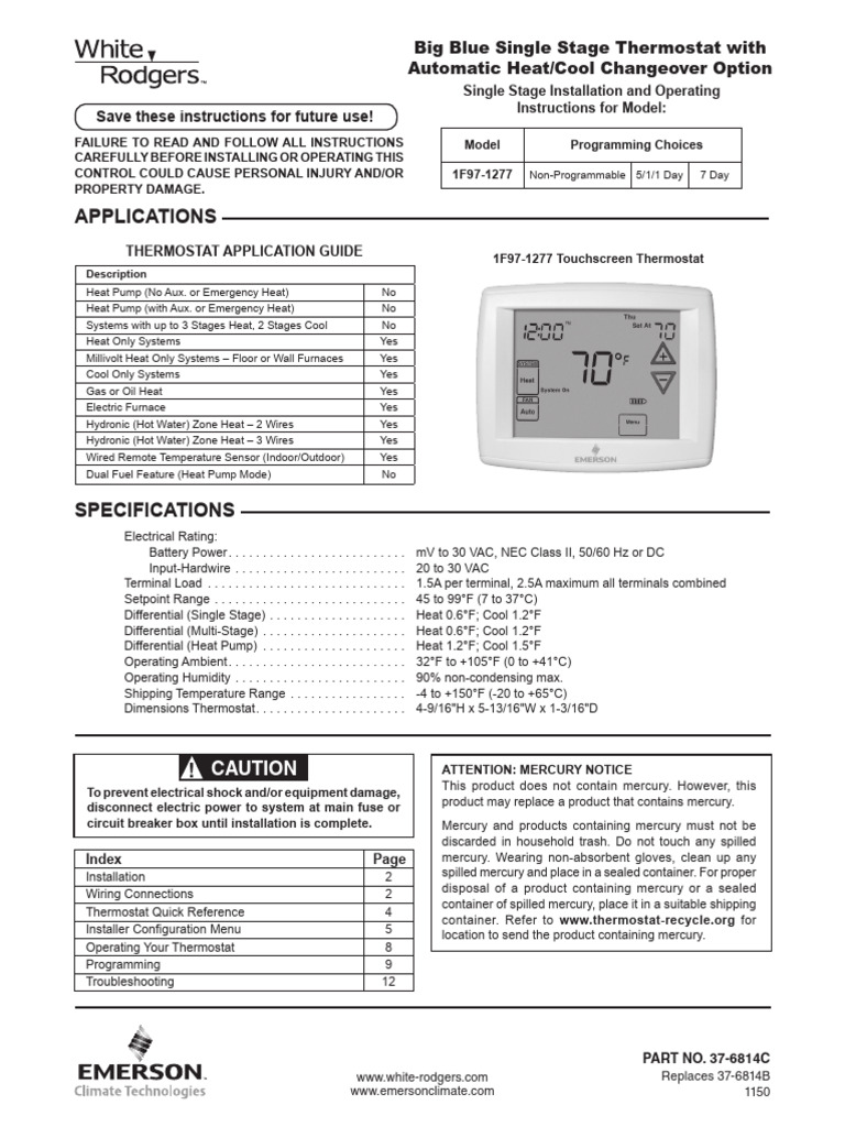 Big Blue thermostat manual | PDF | Thermostat | Electrical Engineering