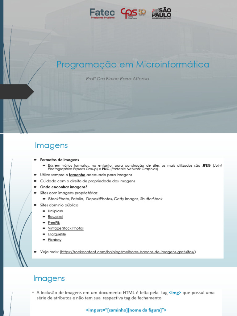 Aula3 Imagens | PDF | Imagem | Html