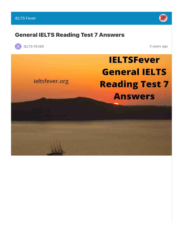 General IELTS Reading Test 7 Answers - IELTS Fever | PDF ...