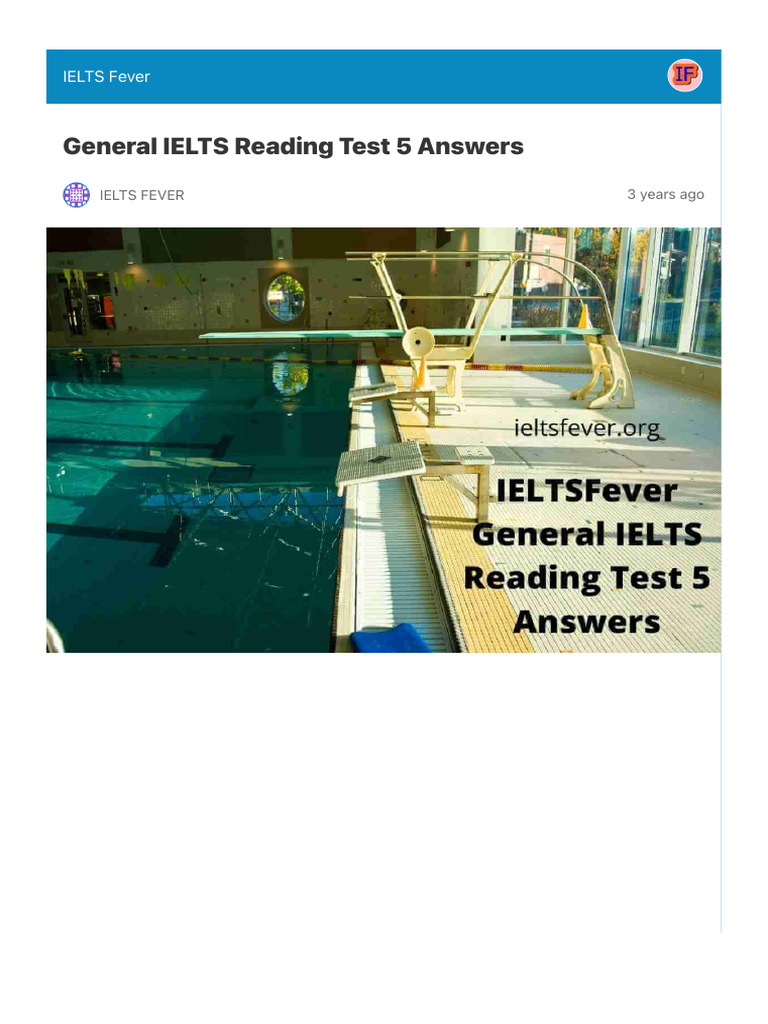General IELTS Reading Test 5 Answers - IELTS Fever | PDF | Science ...