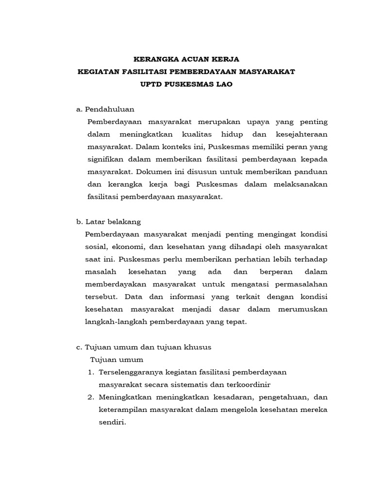 Fasilitasi Pemberdayaan Masyarakat Puskesmas | PDF