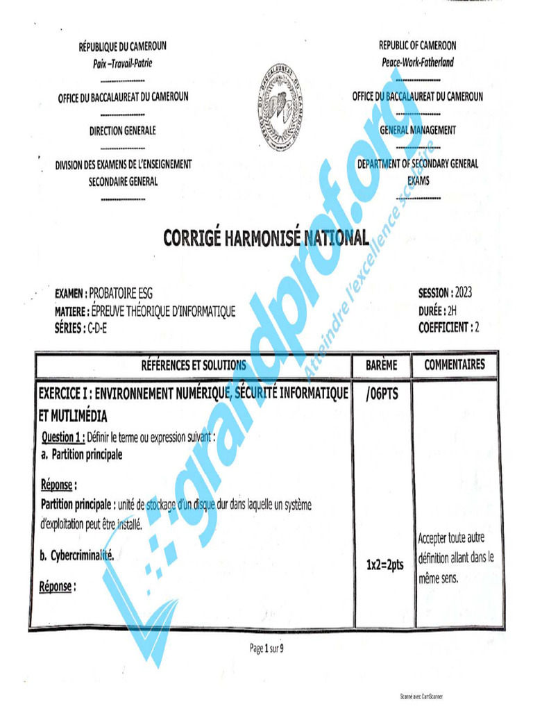 Correction Informatique Probatoire C D 2023 | PDF