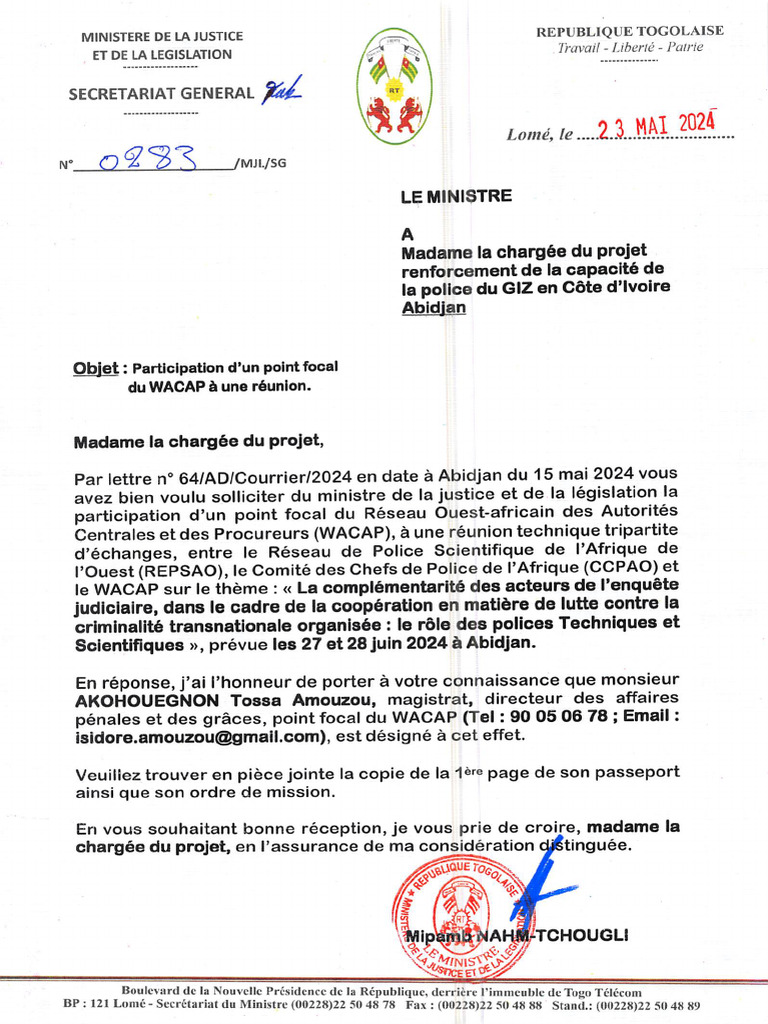 Lettre Réponse WACAP | PDF