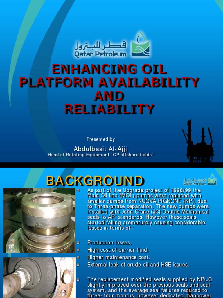 ENHANCING OIL PLATFORM AVAILABILITY AND RELIABILITY | Download Free PDF | Pump | Reliability ...