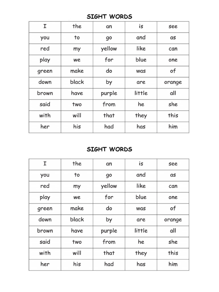 Year 2 Sight Words | PDF