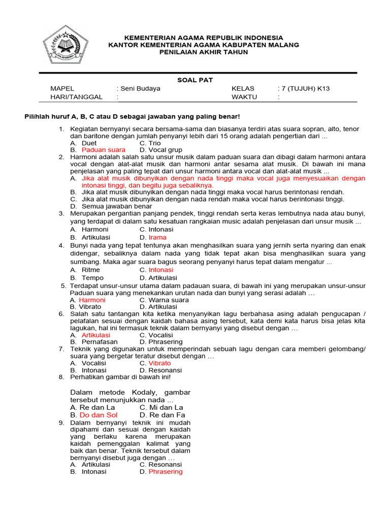 Soal PAT Semester 2 Kelas 7 Terbaru 2024 | PDF | Kajian Bahasa Asing