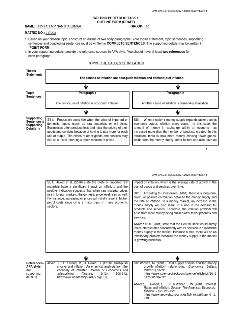 Lpe 2503 Writting Portfolio (Outline) | PDF | Government Spending | Inflation