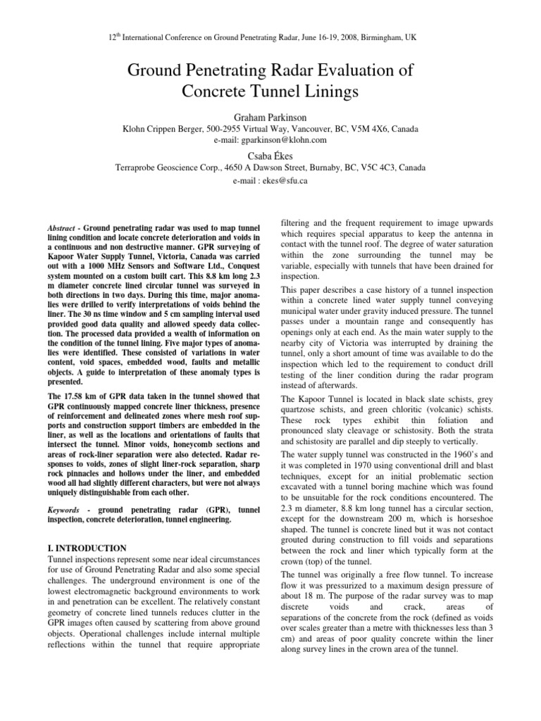 GPR Eval Concret Tunnel | Download Free PDF | Radar | Wavelength