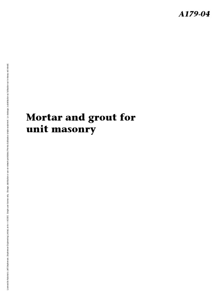 Mortar and Grout Standards A179-04 | PDF | Damages | Patent