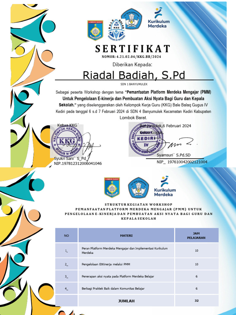 Sertifikat Workshop PMM 2024 | PDF