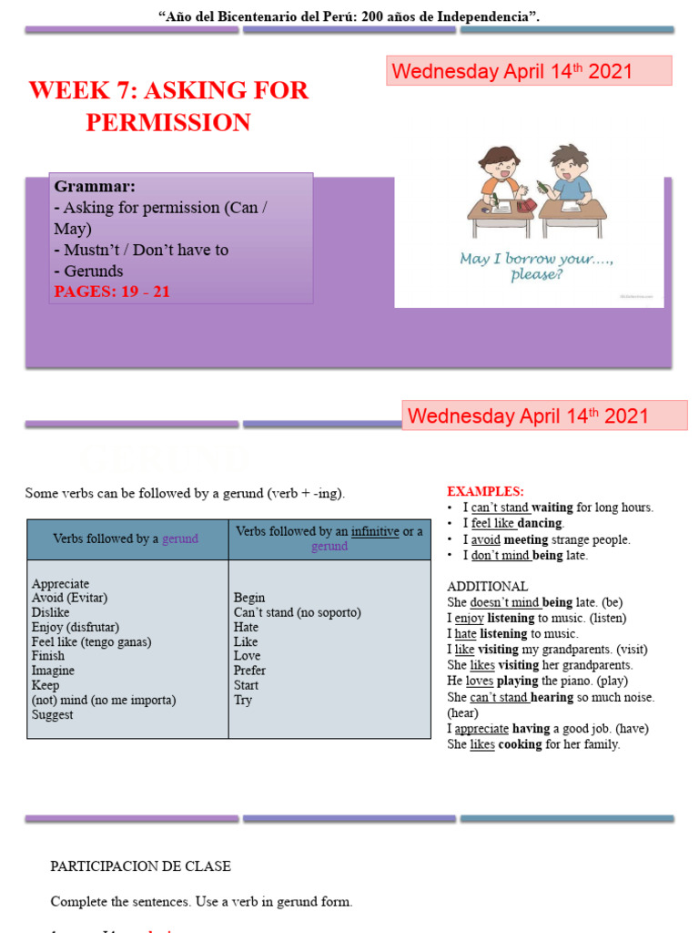 Week 7 - Asking For Permission | PDF | Syntax | Linguistics