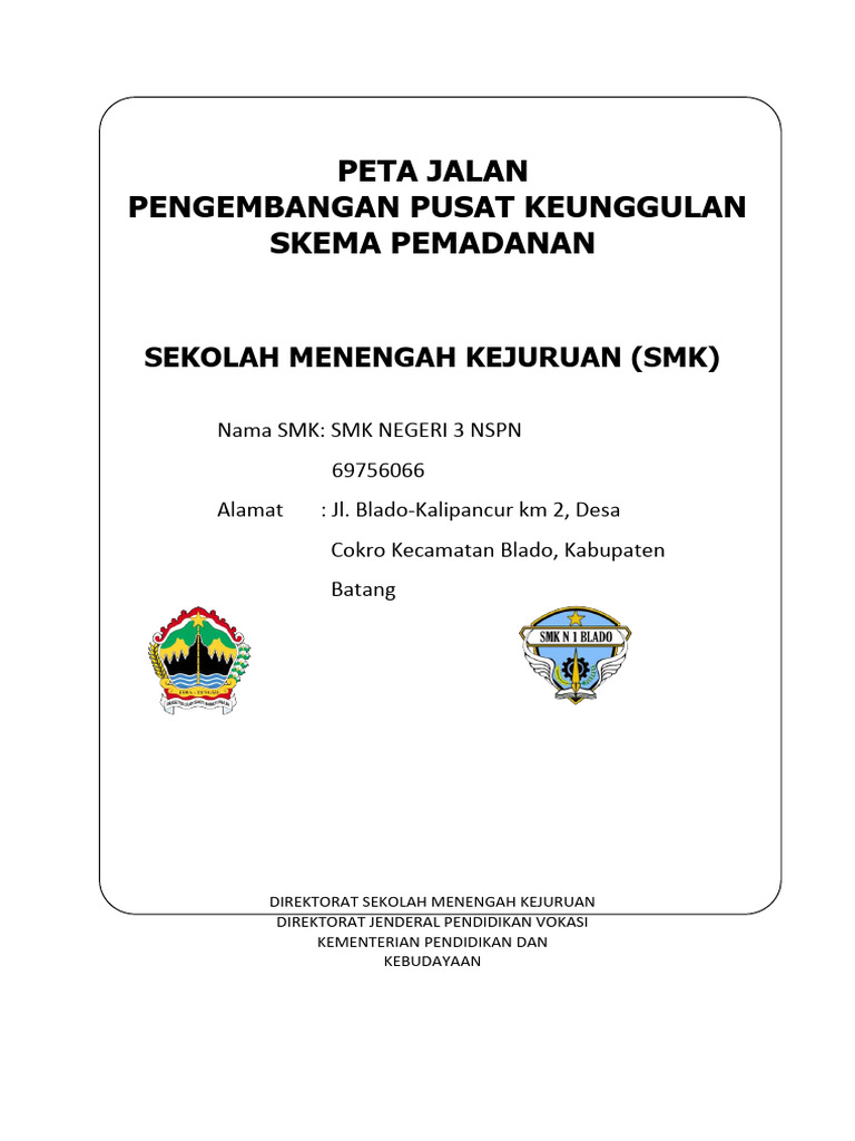Contoh Rencana Aksi Dan Peta Jalan SMK PK | PDF