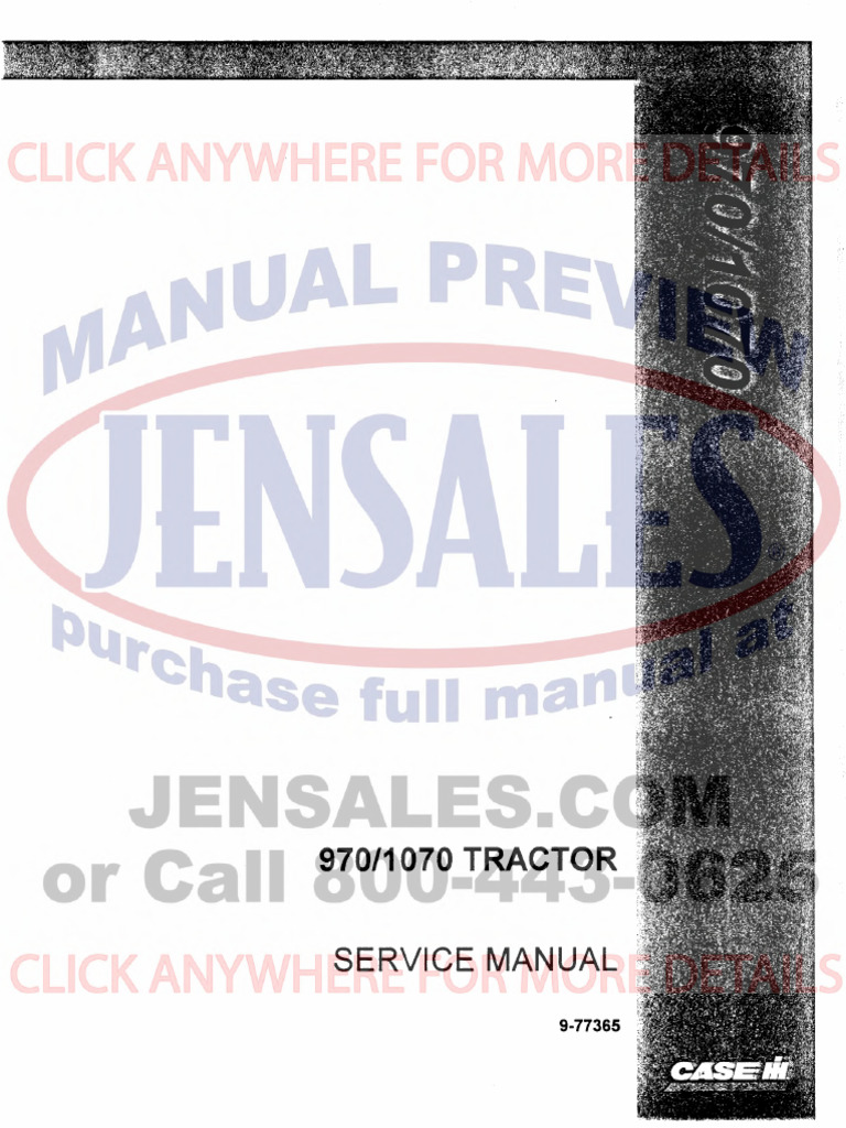 Case 970/1070 Tractor Service Manual | PDF | Internal Combustion Engine ...