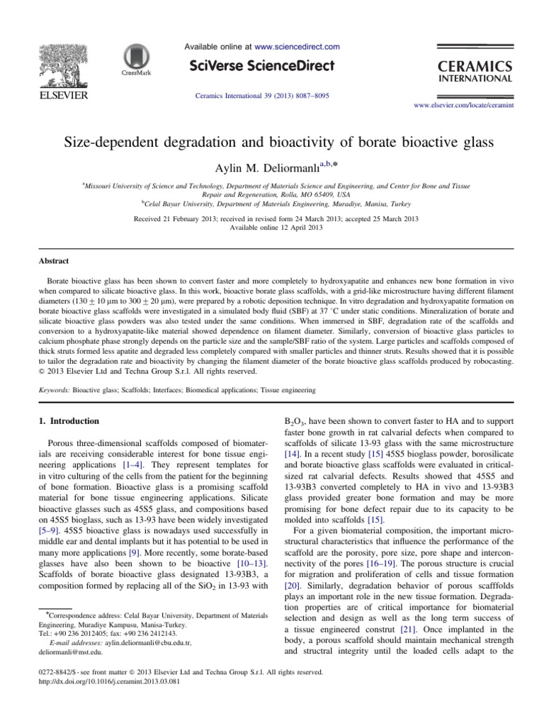 Size-Dependent Degradation and Bioactivity of Borate Bioactive Glass ...