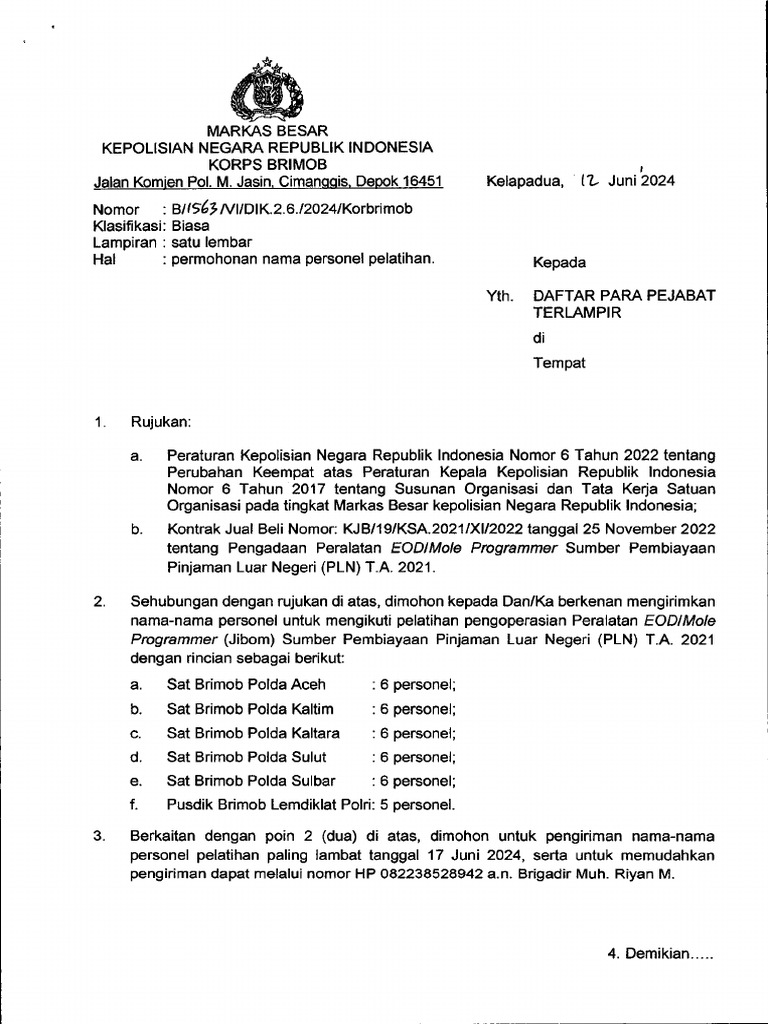 Surat Permohonan Pers Lat Eod Mole PLN T.A 2021 | PDF