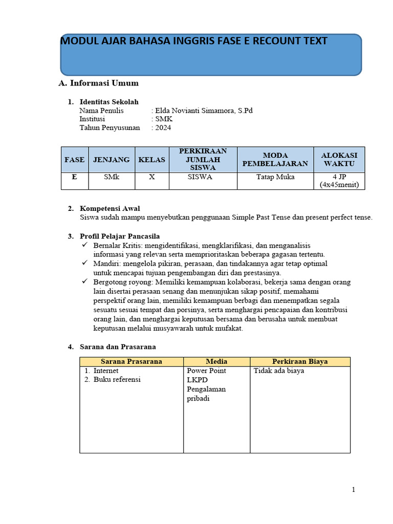 Modul Recount Text | PDF