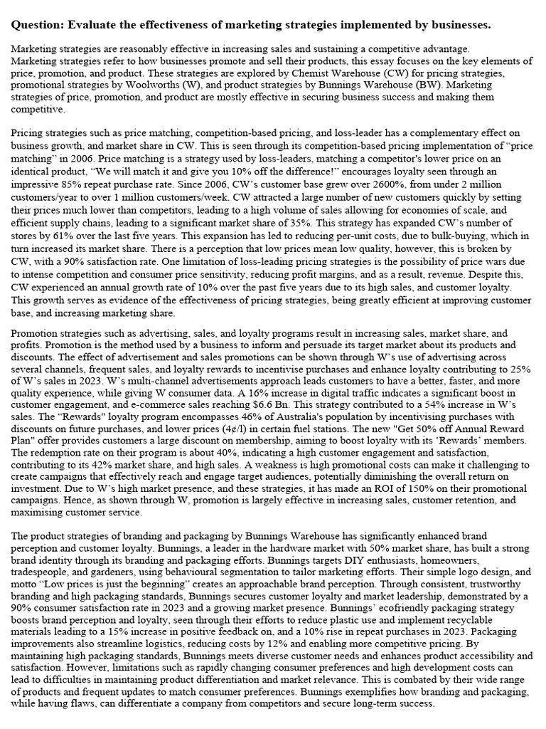 Marketing Strategies Essay | PDF | Brand | Pricing