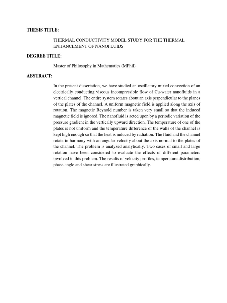 Abstract M-Phil Thesis | PDF