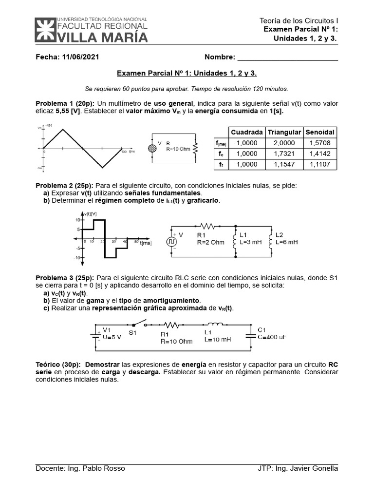 Parcial 1 - 2021 - Teoria de Los Circuitos I | PDF