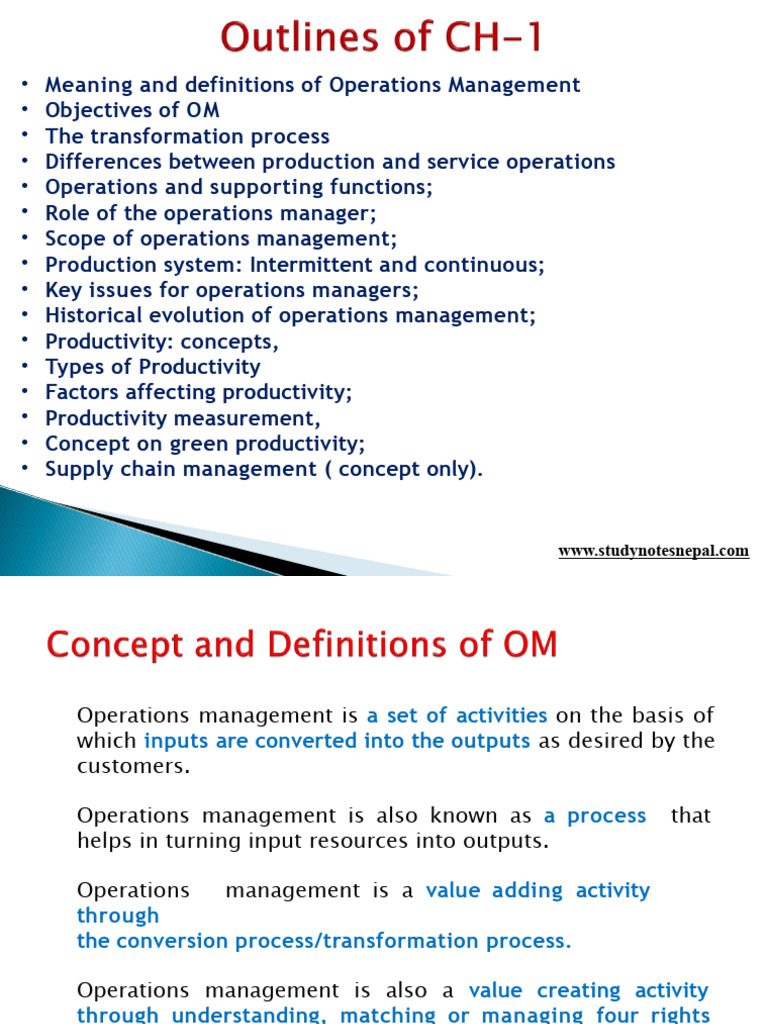 CH 1 Introduction OM | PDF | Operations Management | Inventory