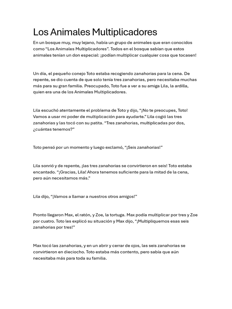 Cuento Multiplicación | PDF