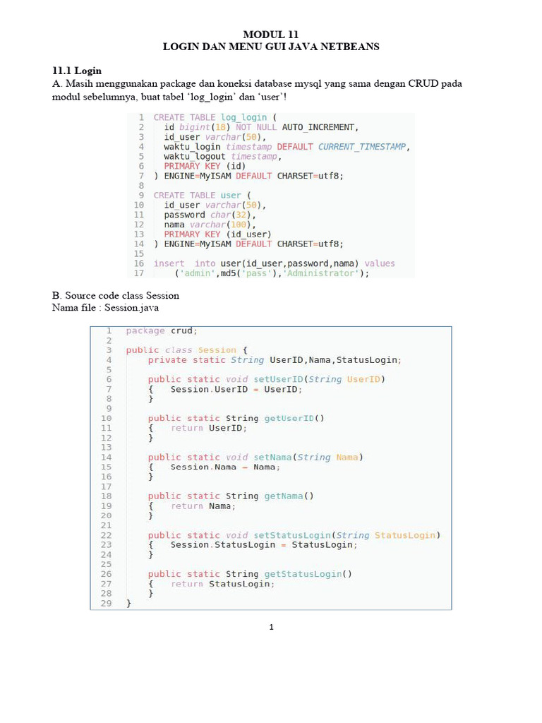 Modul 11LOGIN DAN MENU GUI JAVA NETBEANS | PDF
