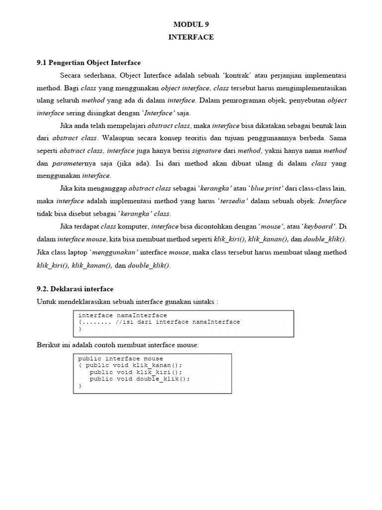 Pengertian dan Implementasi Interface | PDF