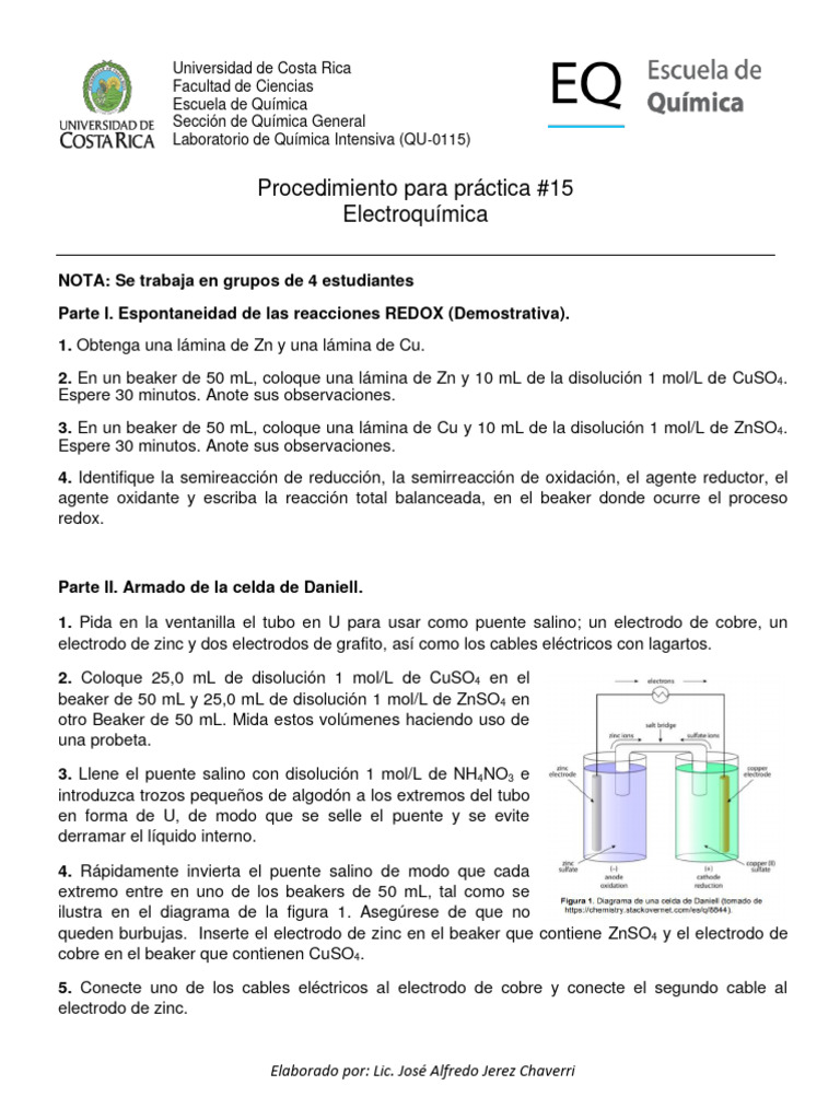 Procedimiento electroquímica | Descargar gratis PDF | Redox | Cobre