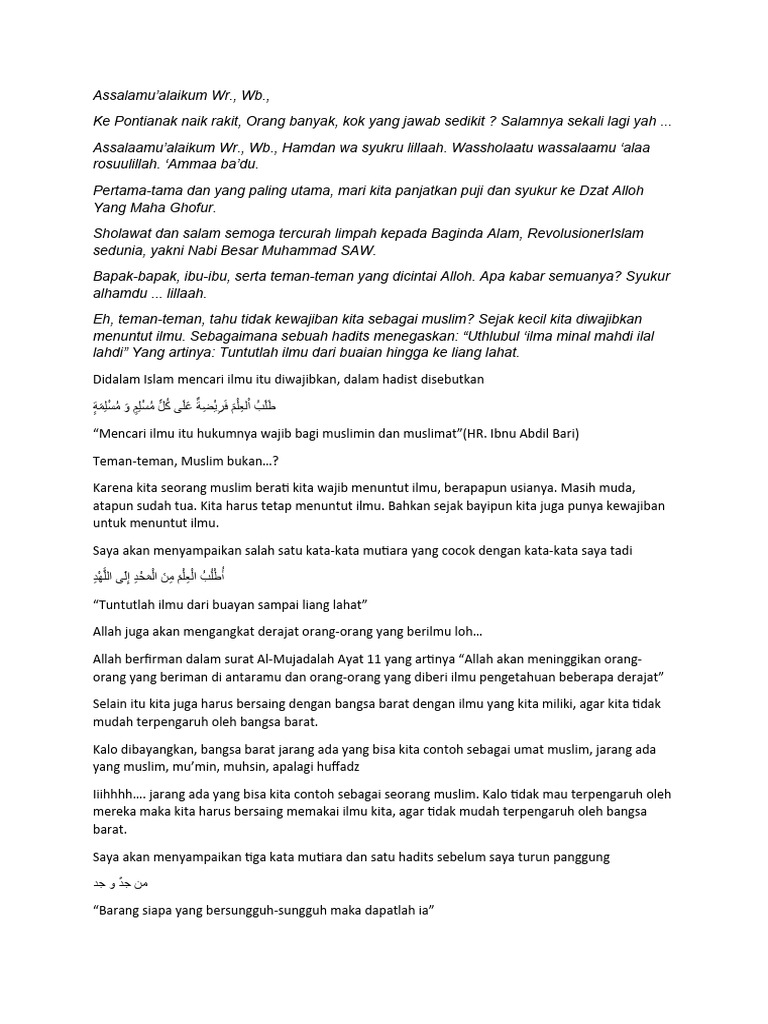 Contoh Teks Pidato | PDF