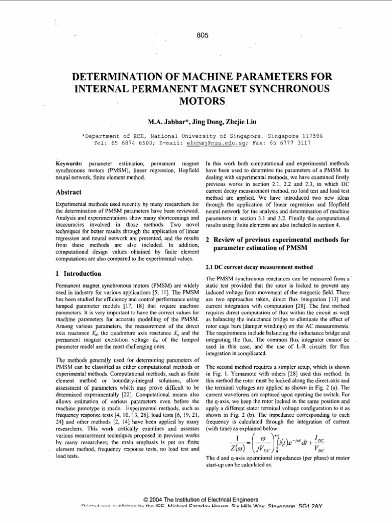 PMSM Parameter Estimation Methods | PDF | Mean Squared Error | Regression Analysis