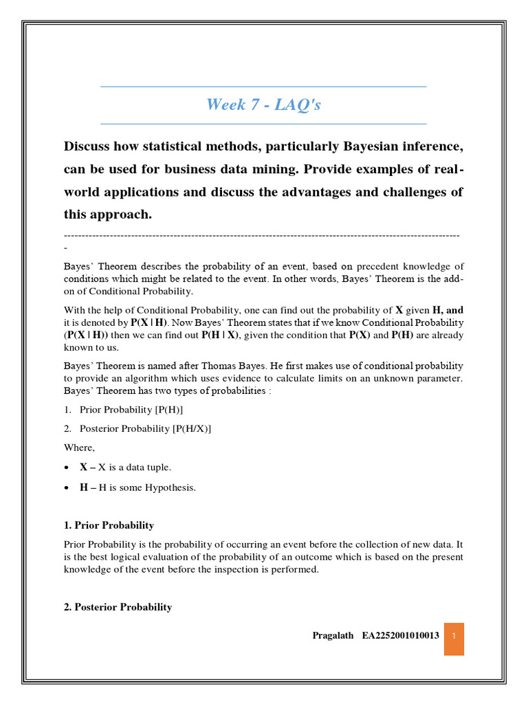 Business Data Mining Week 7 A | PDF | Bayesian Inference | Statistical Inference