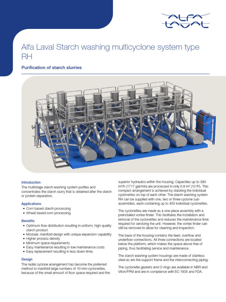 alfa-laval-product-leaflet-starch-washing-multicyclone-system-type-rh-en | PDF | Starch