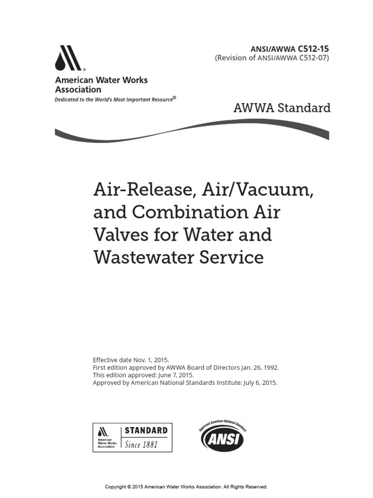 AWWA C512-15 Air-Release, Air-Vacuum and Combination Air Valves For ...