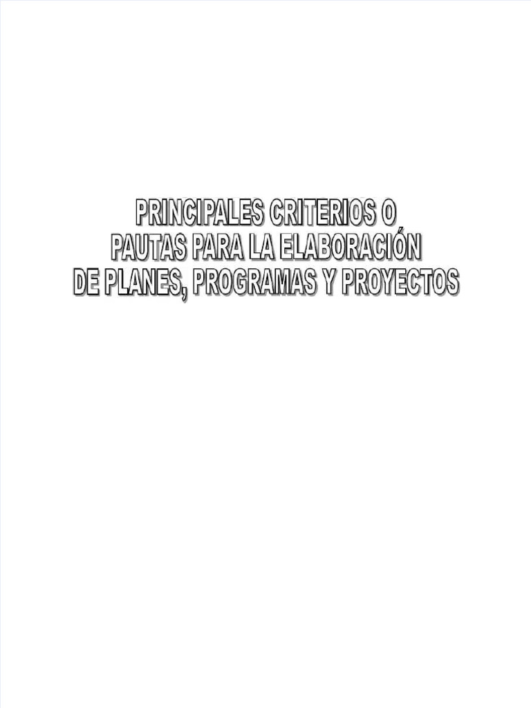 PDF Principales Criterios para La Elaboracion de Planes Programas y Proyectos - Compress | PDF ...