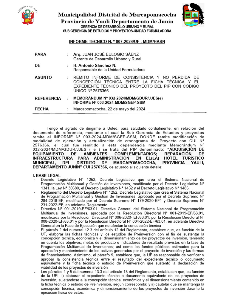 INFORME TECNICO N°07 UF | Descargar gratis PDF | Tasa interna de retorno | Economias