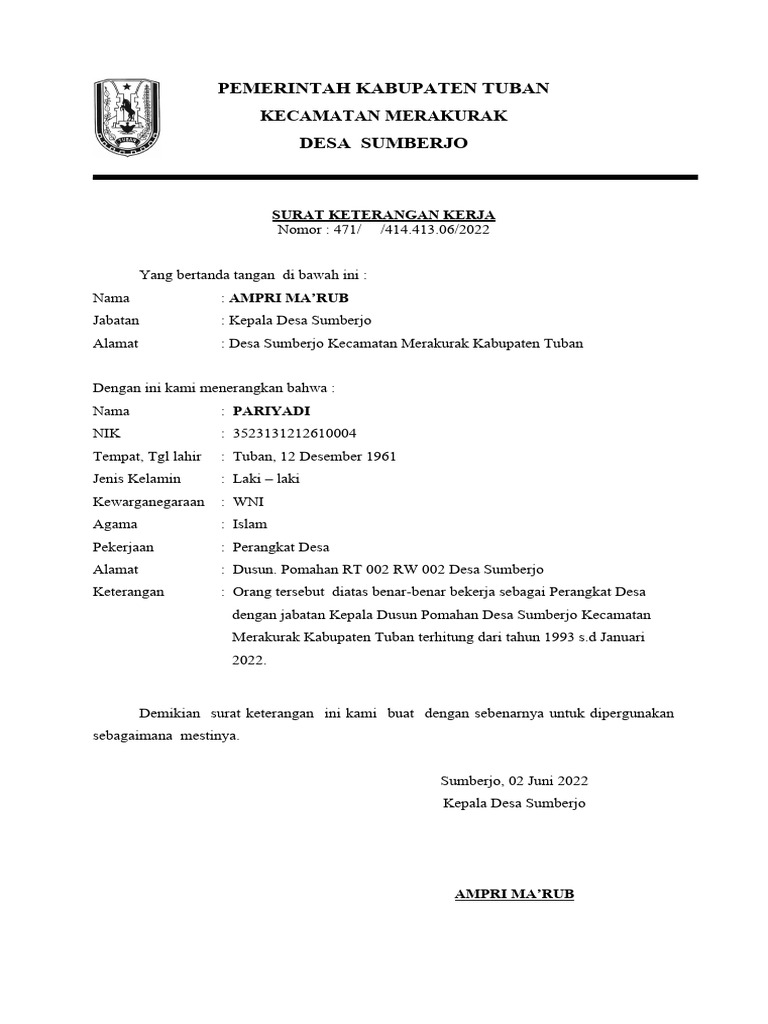 Surat Pengantar Kerja | PDF