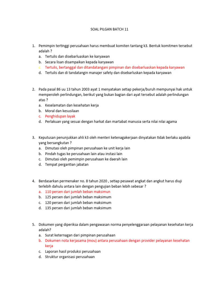 Soal Pilgan Batch 11 | PDF | Teknologi & Rekayasa