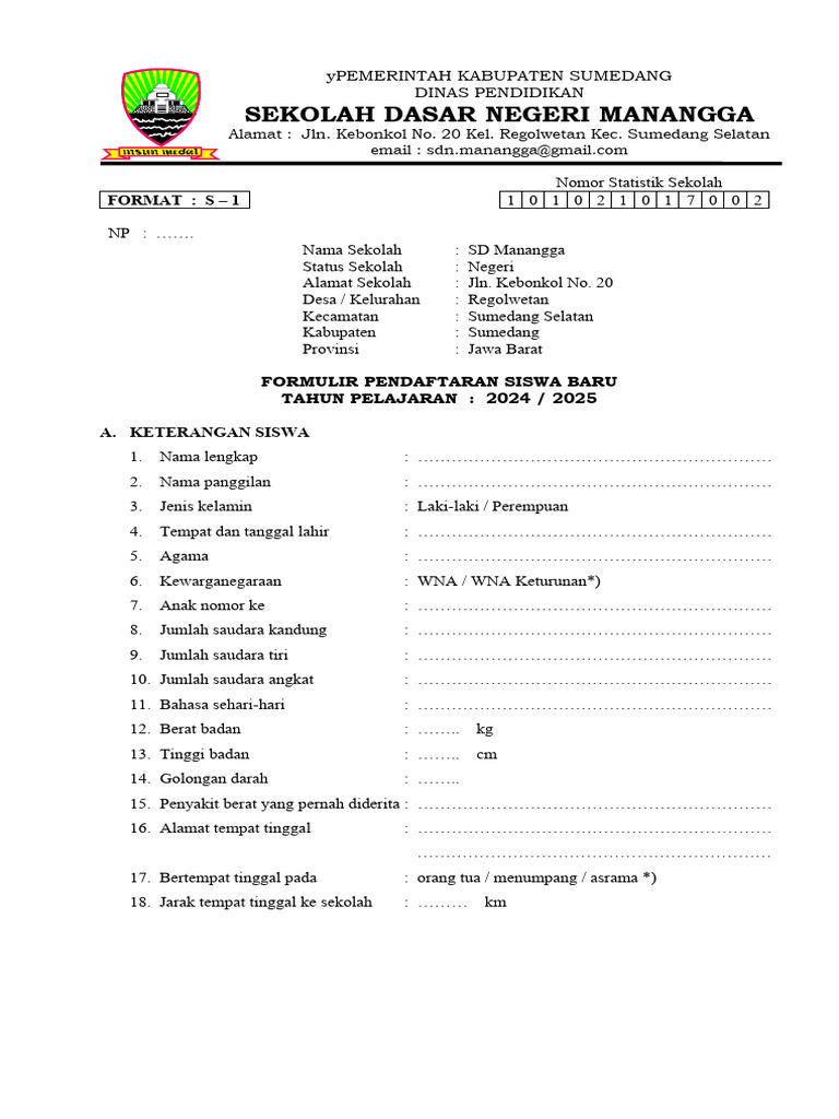 Format S-1 - PPDB 2024 | PDF | Karier & Perkembangan