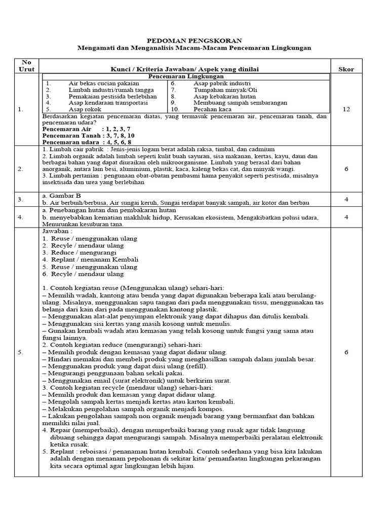 PEDOMAN PENGSKORAN Pencemaran | PDF | Seni