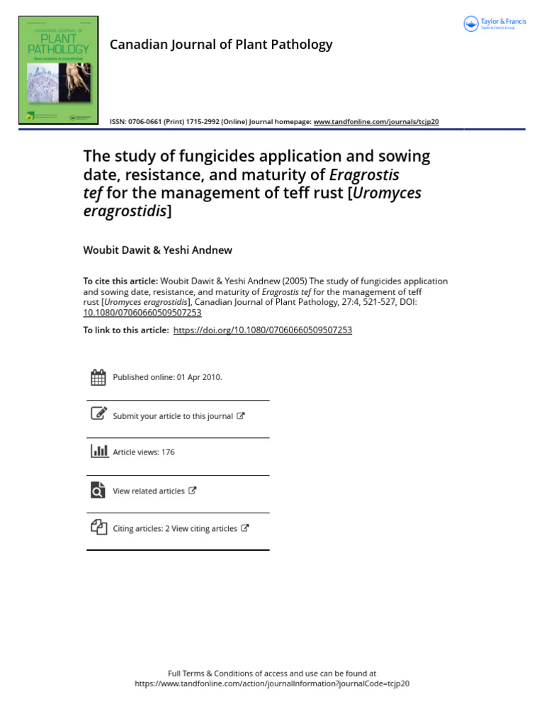 The Study of Fungicides Application and Sowing Date Resistance and ...