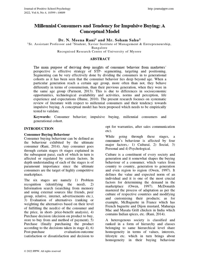 Millennial Impulsive Buying Model | PDF | Behavior | Consumer Behaviour