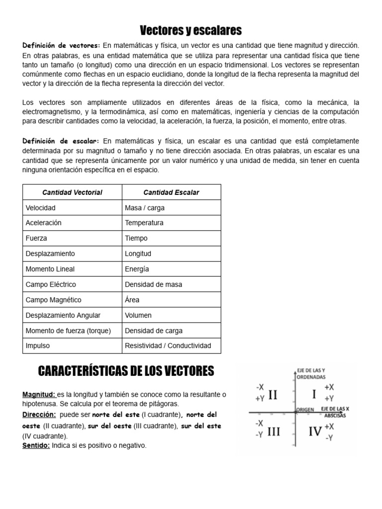 Vectores y Escalares | PDF | Vector Euclidiano | Movimiento (física)